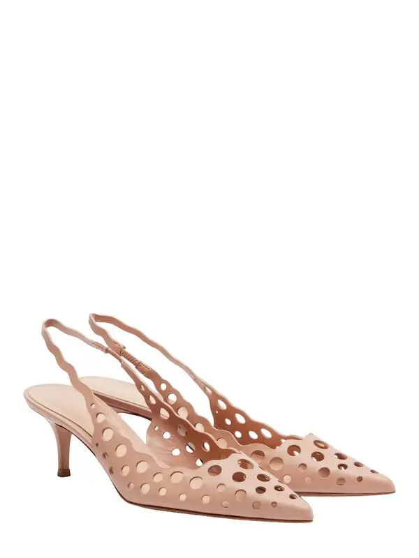 GIANVITO ROSSI 55 Leather Slingback Pumps - Pink