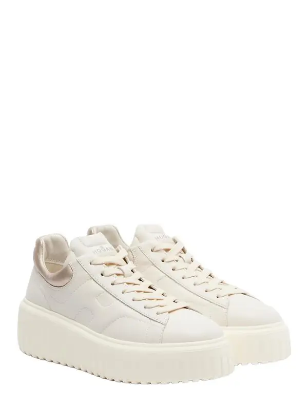Hogan H-stripes Leather Platform Sneakers - White