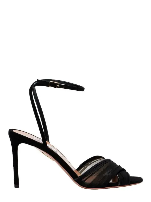 AQUAZZURA Voile 85 Leather Slingback Sandals - Black