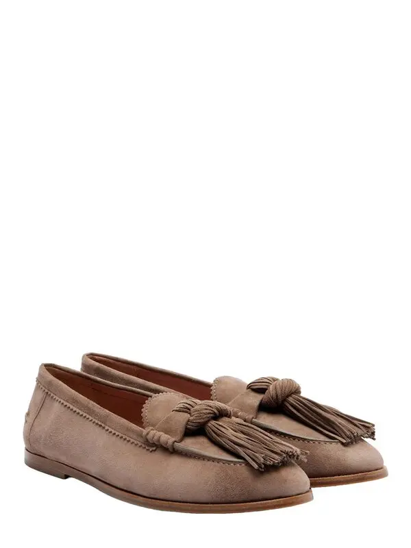 AQUAZZURA Freddie Suede Loafers - Beige