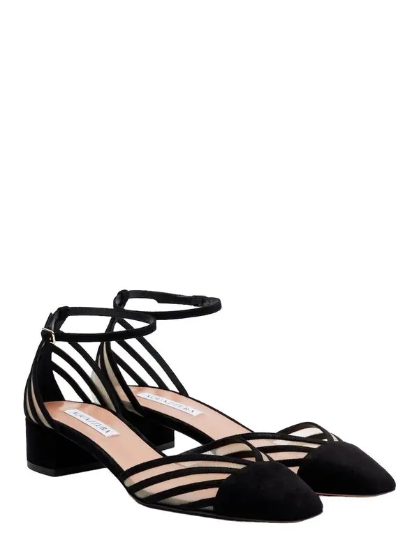 AQUAZZURA Alana 35 Suede Pumps - Black