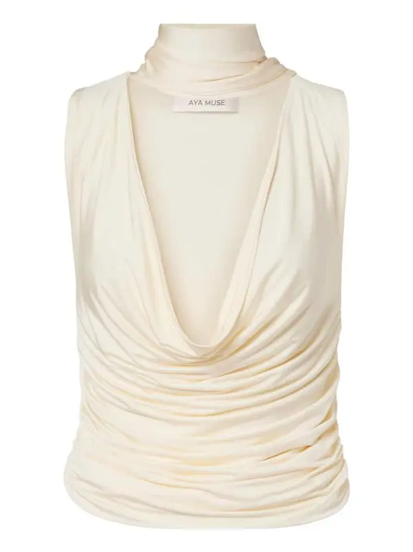 AYA MUSE Brise Draped Top - White