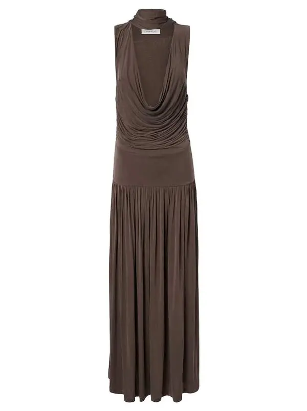 AYA MUSE Alyve Draped Halterneck Maxi Dress - Brown