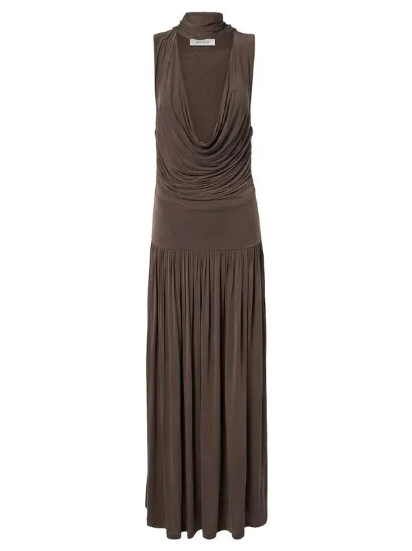 AYA MUSE Alyve Draped Halterneck Maxi Dress - Brown