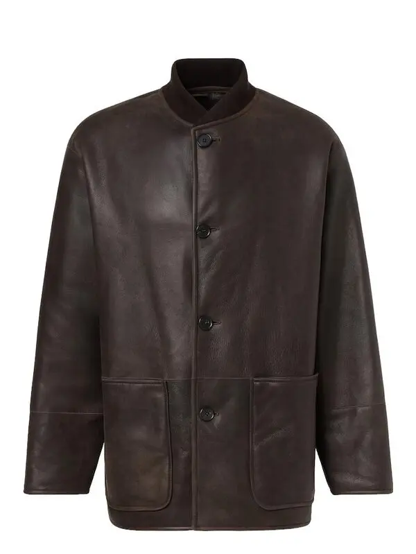 A.PRESSE Shearling-lined Leather Jacket - Black