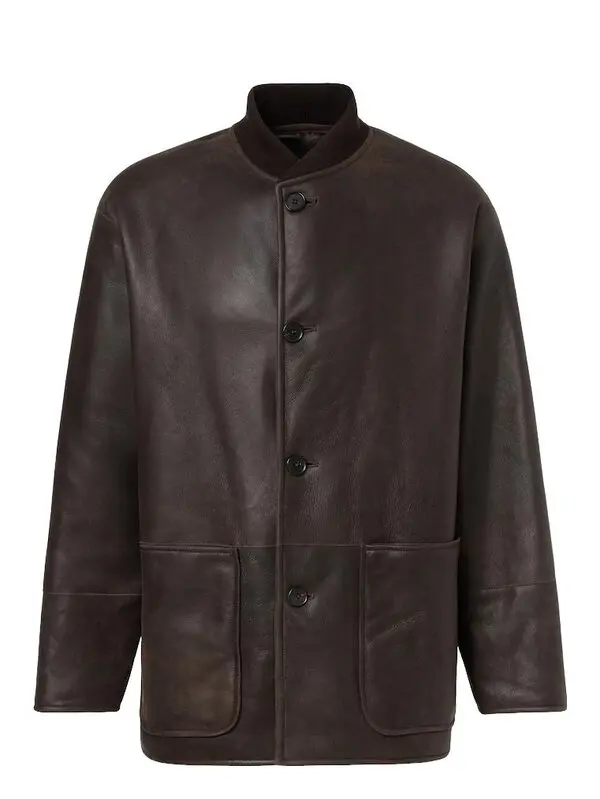 A.PRESSE Shearling-lined Leather Jacket - Black