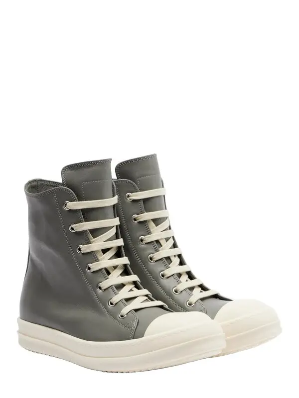 Rick Owens Leather High-top Sneakers - Grey