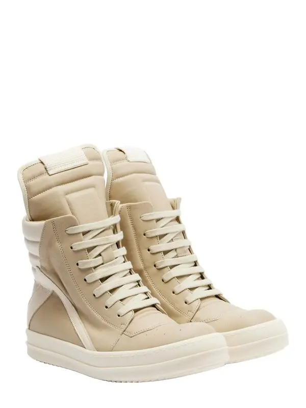 Rick Owens Geobasket Leather Sneakers - Beige