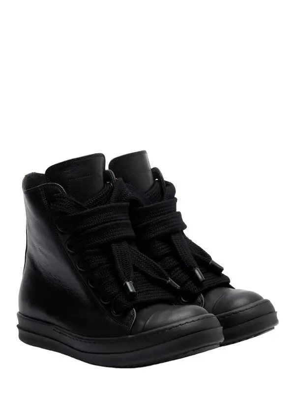 Rick Owens Jumbolace Leather Sneakers - Black
