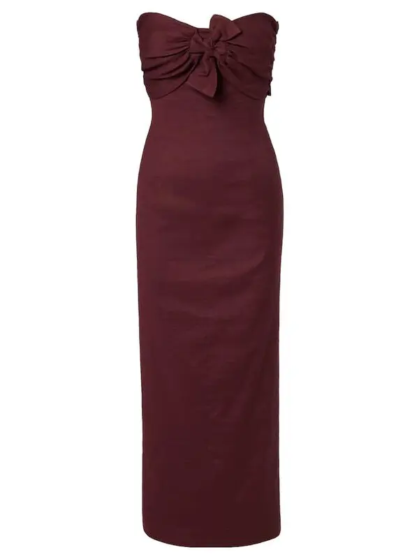 Tove Rahel Linen And Cotton-blend Maxi Dress - Burgundy