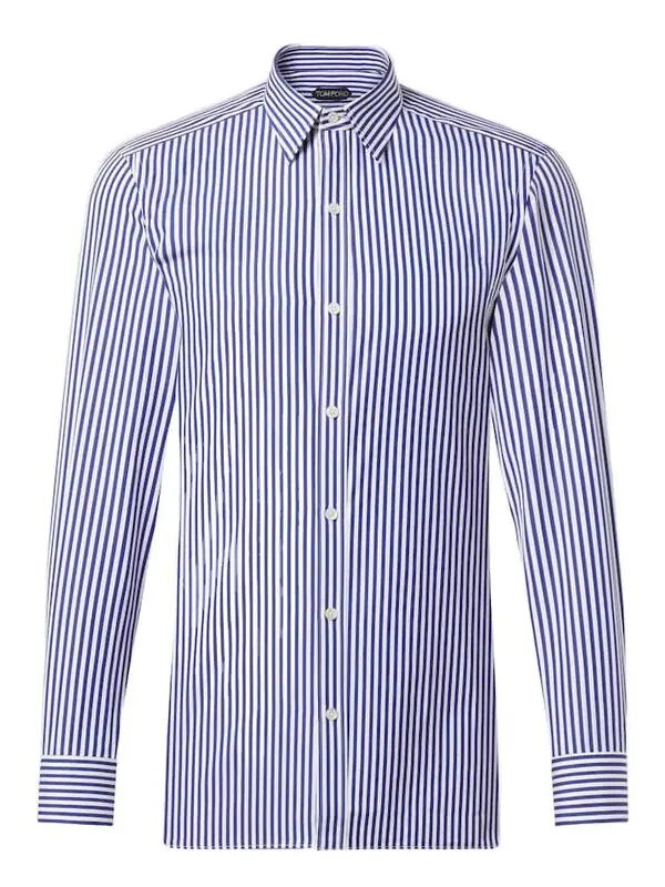 TOM FORD Bengal Stripe Cotton Poplin Shirt - White