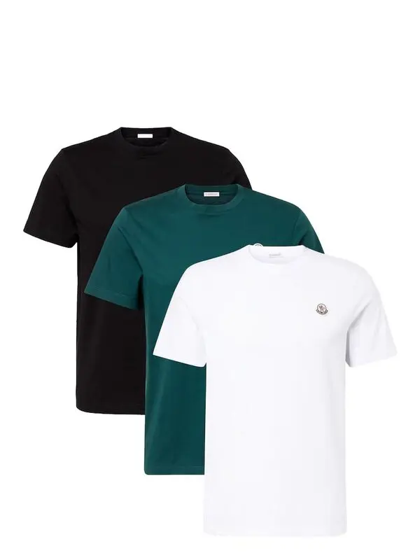 Moncler Set Of 3 Cotton Jersey T-shirts - Multicoloured