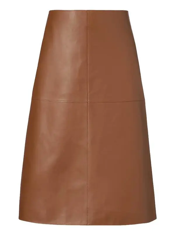 JOSEPH Niven Leather Midi Skirt - Brown