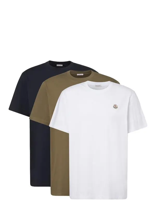 Moncler Set Of 3 Cotton Jersey T-shirts - Multicoloured