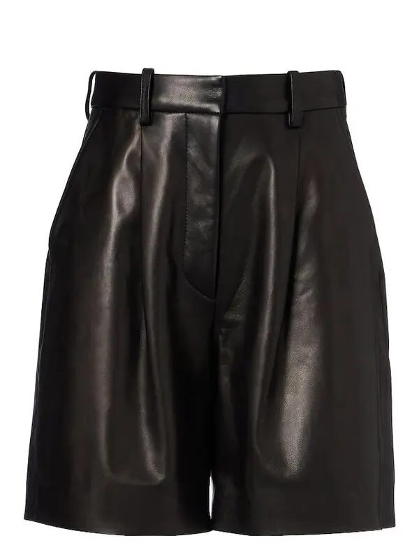 JOSEPH Suze Leather Shorts - Black