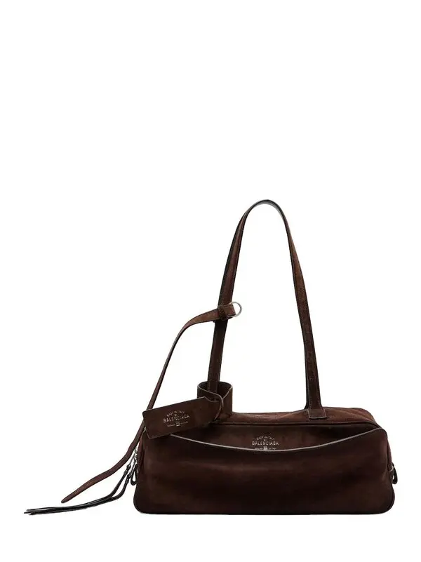 Balenciaga Carrie Small Suede Shoulder Bag - Brown
