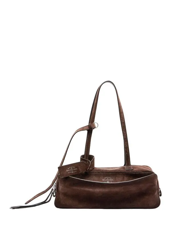 Balenciaga Carrie Small Suede Shoulder Bag - Brown