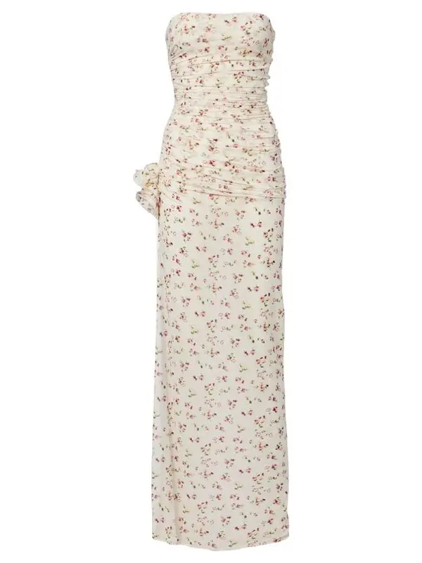 Magda Butrym Floral Ruched Gown - White