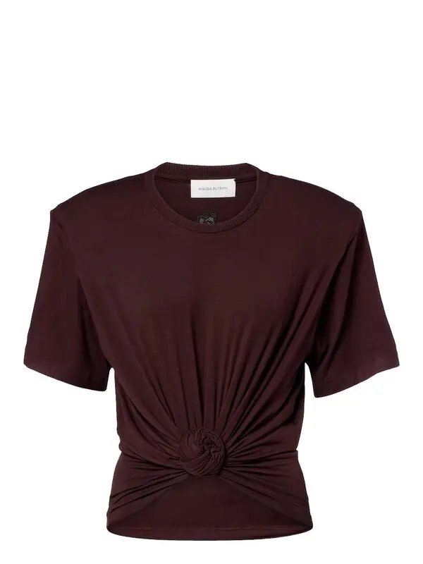 Magda Butrym Floral-appliqué Jersey T-shirt - Brown