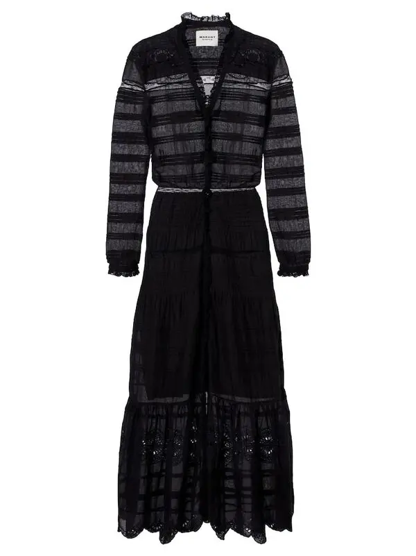 MARANT ETOILE Daniva Lace-trimmed Midi Dress - Black