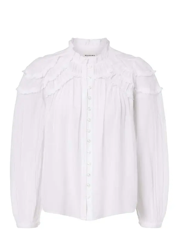 MARANT ETOILE Christa Ruffled Cotton-blend Blouse - White