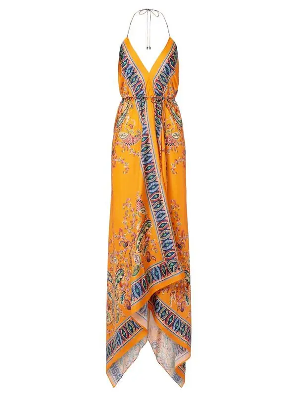 Etro Paisley Asymmetric Maxi Dress - Orange