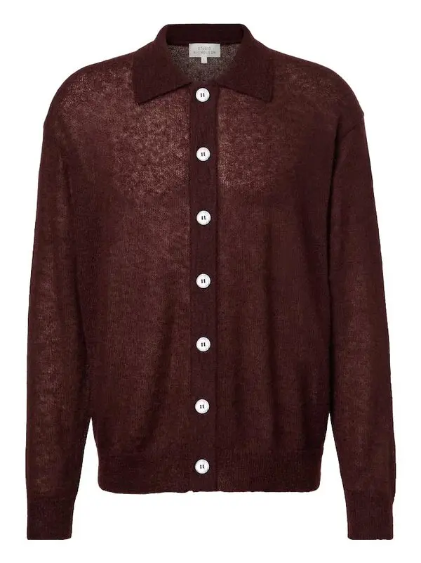 Studio Nicholson Hamto Mohair Blend Cardigan - Burgundy