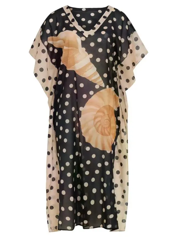 BRIGITTE Polka-dot Beach Dress - Black