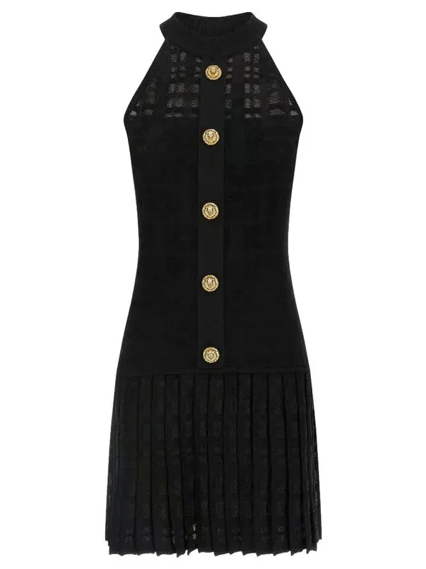 Balmain Button Knitted Mini Dress - Black