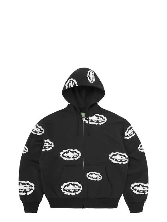 CORTEIZ X Denim Tears Island Wreath Zip Hoodie - Black
