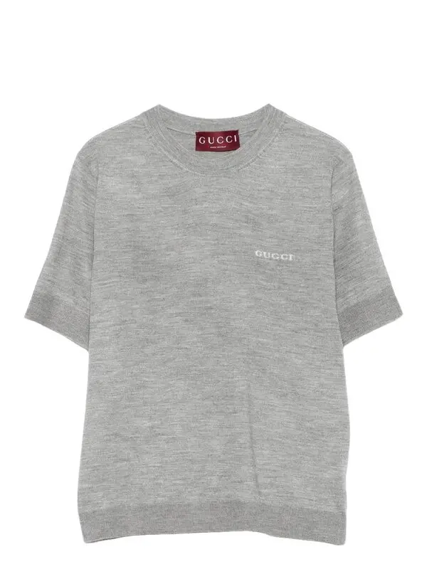 Gucci Logo-embroidered Short-sleeve T-shirt - Grey