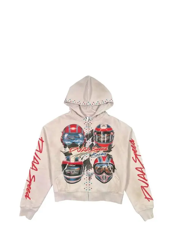 DUAA Graphic Beaded Hoodie - Neutrals