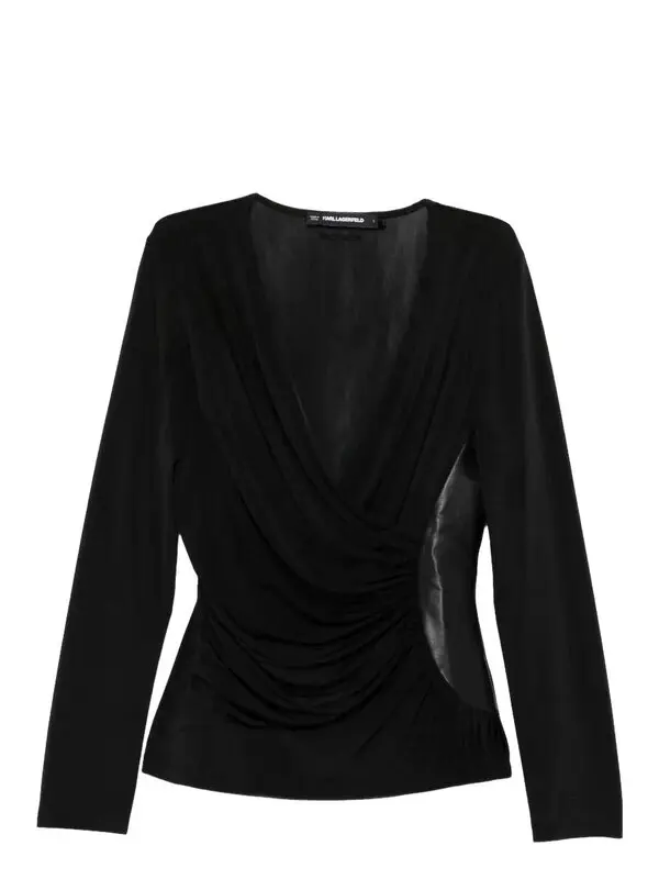 Karl Lagerfeld Draped Panelled Top - Black