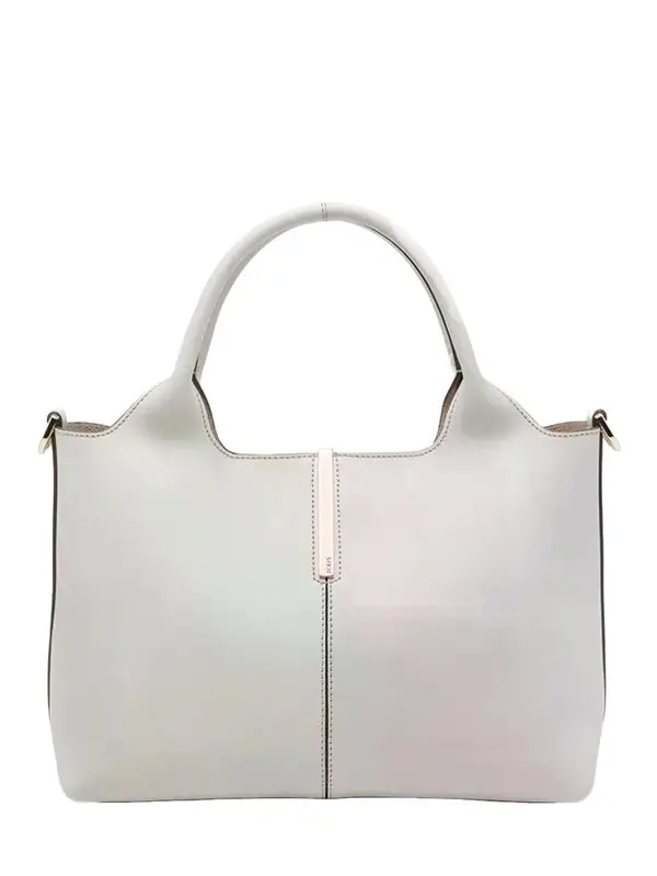 TOD'S Leather Shopping Bag With Adaptable Strap - Neutrals