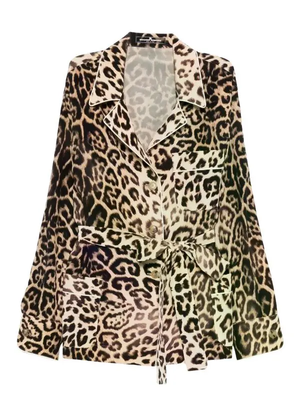 Ermanno Scervino Leopard-print Tie Jacket - Brown