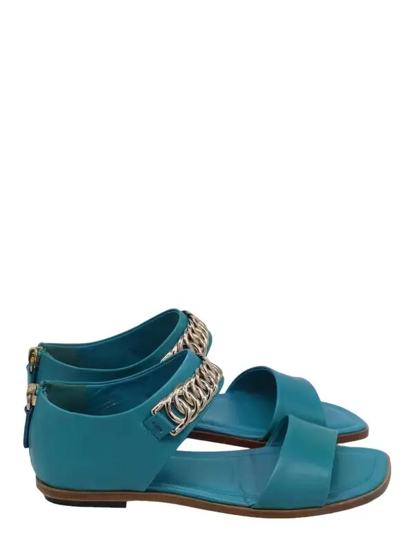 TOD'S Chain-detail Leather Sandals - Blue