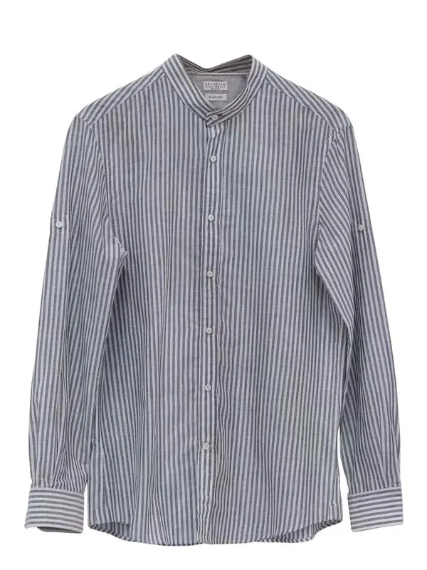 Brunello Cucinelli Striped Linen Button-down Shirt - Grey
