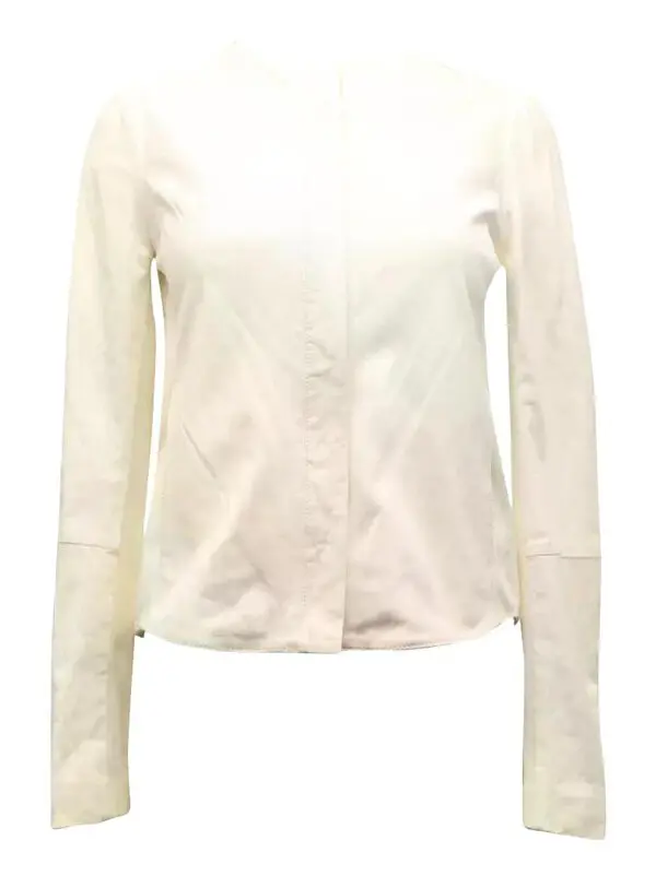 Vince Leather Collarless Jacket - Neutrals