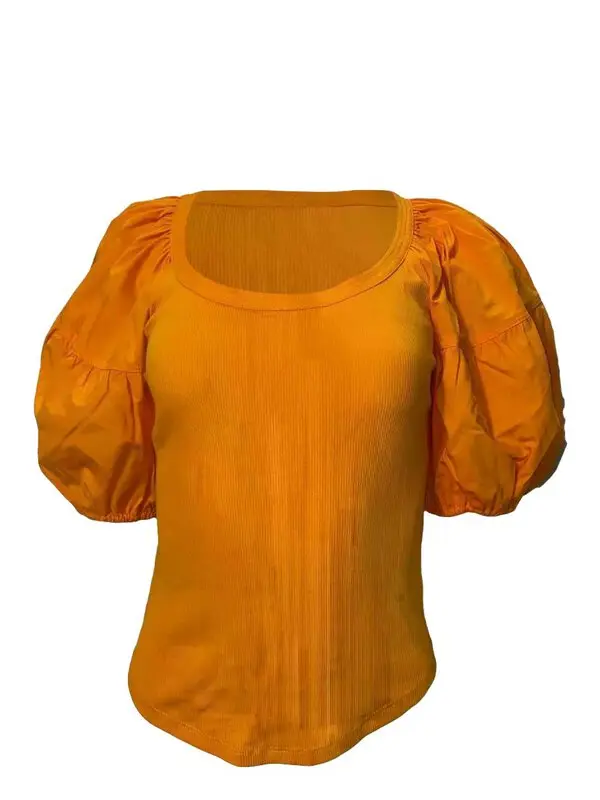 Ulla Johnson Puff-sleeve Scoop-neck Top - Orange