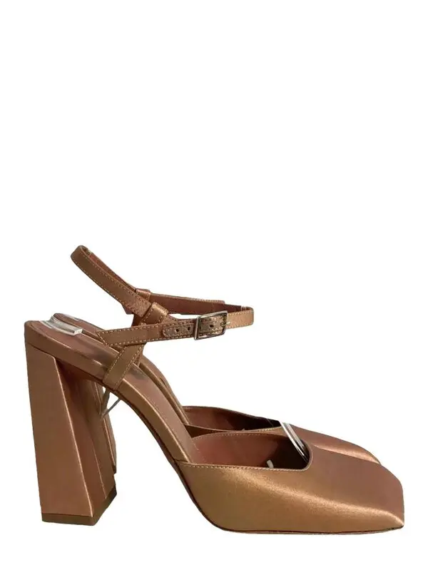 Amina Muaddi Charlotte Block-heel Pumps - Brown