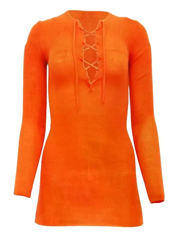 GANNI Long-sleeve Lace-up Top - Orange