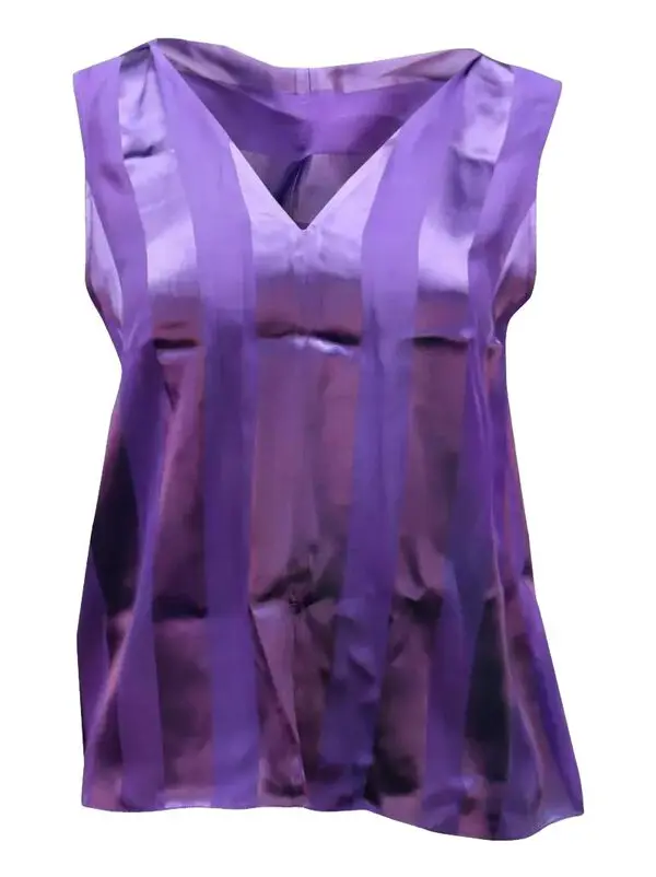 Alice + Olivia Gwenda Tie-neck Sleeveless Tunic Blouse - Purple