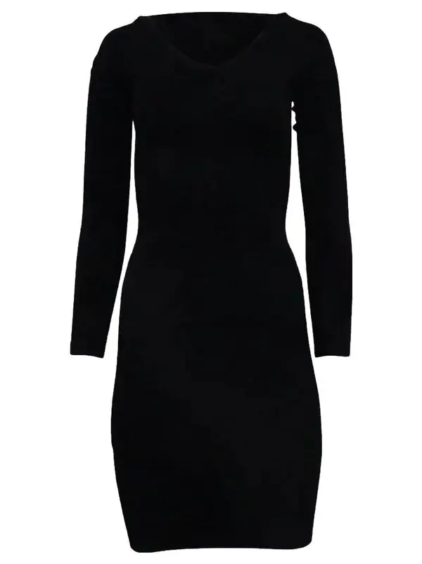 Burberry V-neck Long-sleeve Midi Dress - Black