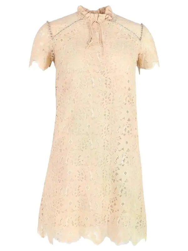 Sandro Lace Embellished Mini Dress - Pink