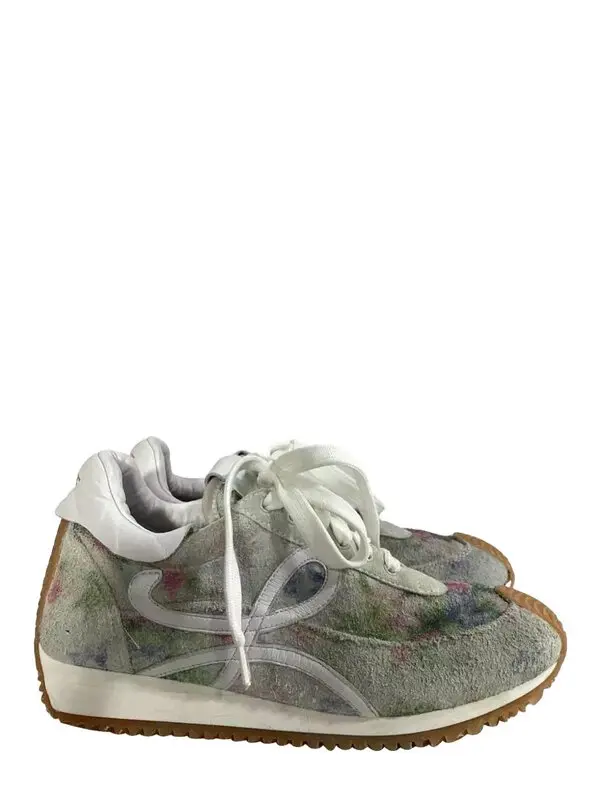 Loewe Floral-details Suede Low-top Sneakers - Grey