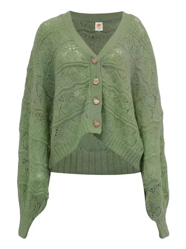 Farm Rio Buttoned Knitted Cardigan - Green