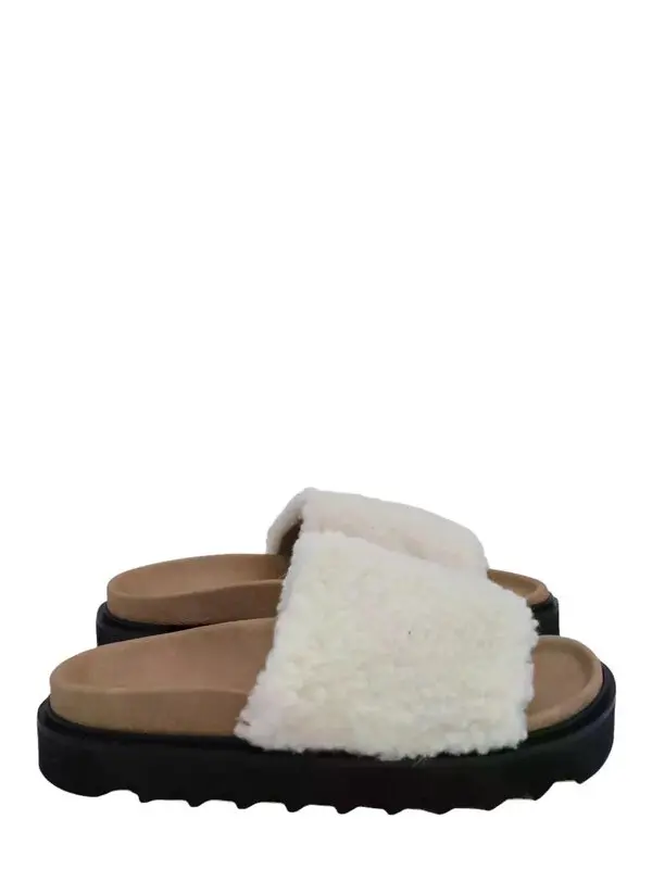 Iris & Ink Poppy Faux-shearling Slides - White