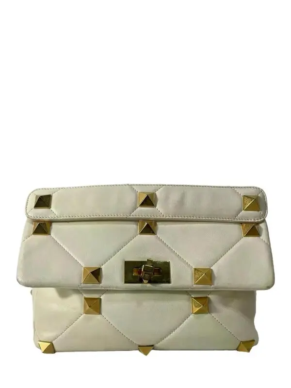 Valentino Garavani Roman Stud Leather Shoulder Bag - Neutrals