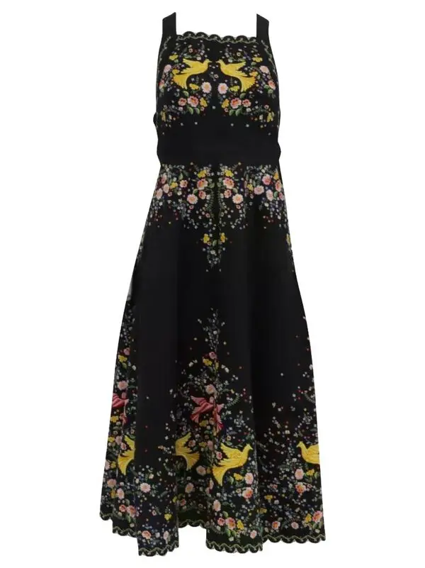 Zimmermann Embroidered Open-back Midi Dress - Black