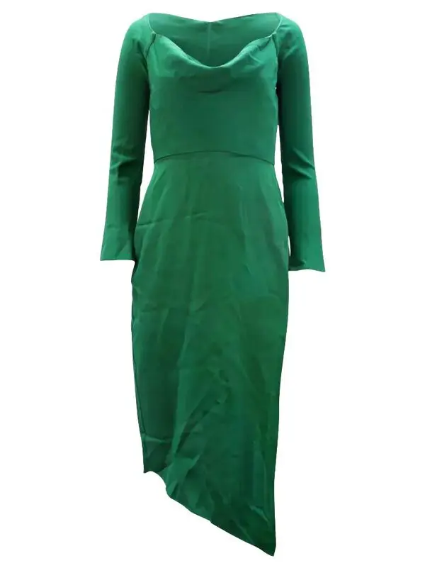 Michelle Mason Cowl-neck Asymmetrical Midi Dress - Green